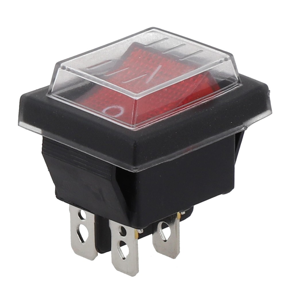 Red Rocker Switch On/Off with Waterproof Cover 4-Pin 250V 16A ...