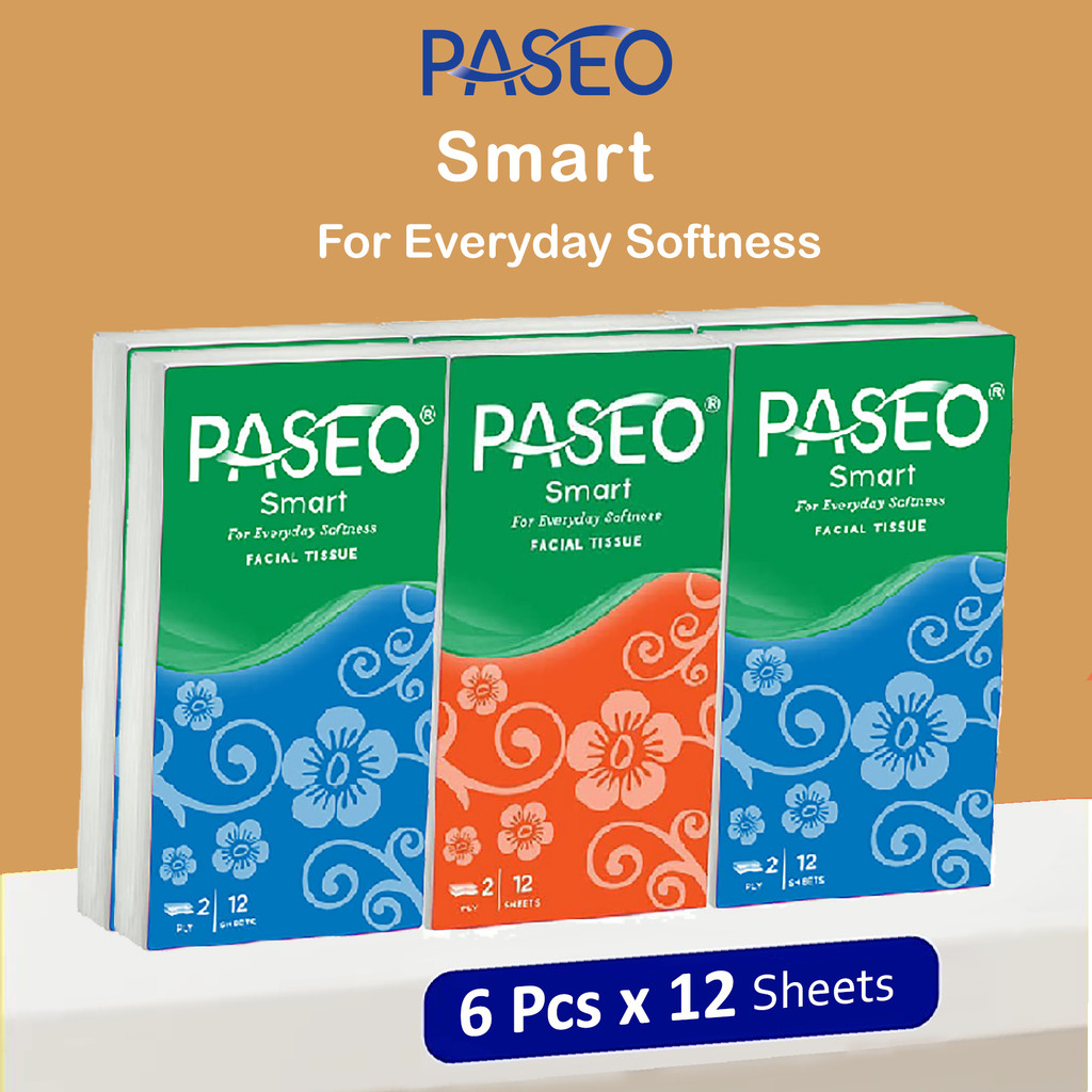 Paseo Smart Hanky Standard Tissue 12 Sheets 1 Pack Contains 6 Facial ...