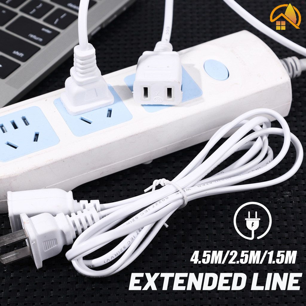 250V 6A Dual Pin White Power Plug Extension Cord -1.5M/2.5M/4.5M Multi ...