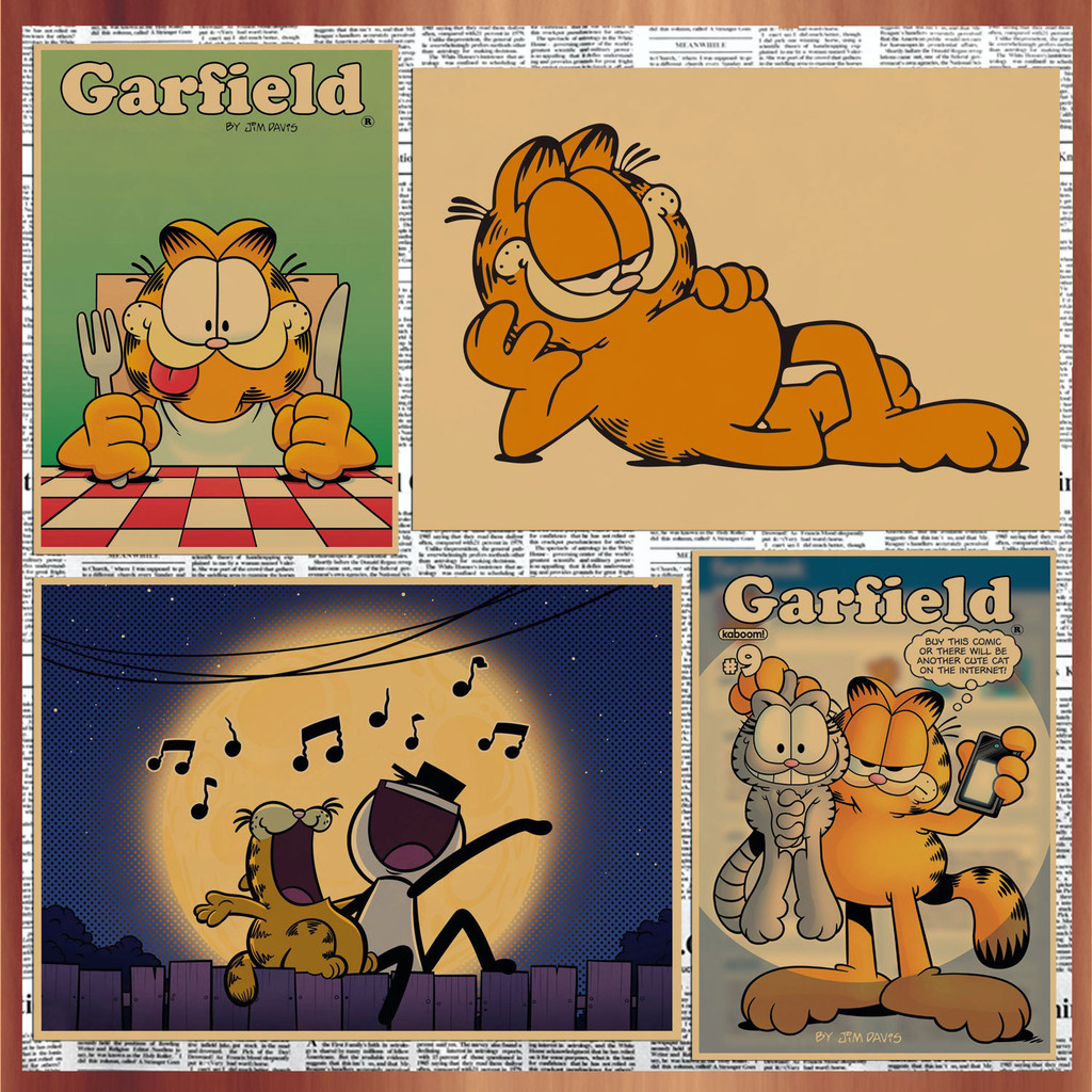 Garfield Garfield Cartoon Anime Poster Hotel Bar Cafe Retro Kraft Paper ...