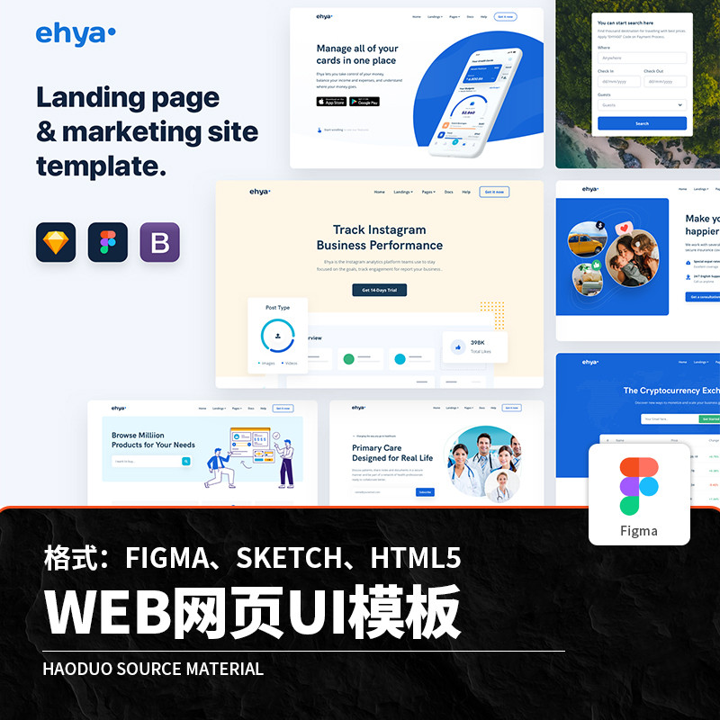 Complete Set Trendy Commercial Flat web Corporate Website ui Kit sketch figma Design Material ...