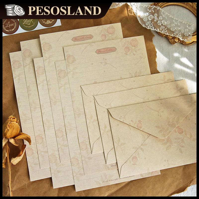 12Pcs Vintage Kraft Envelope Letter Set Vintage Letter Writing Paper ...