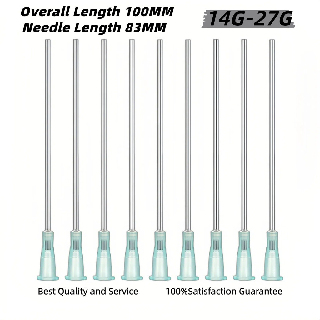 10pcs Tube Length 83mm, Total Length 100mm 14G-27G Extended Plastic accurate stainless steel tip ...