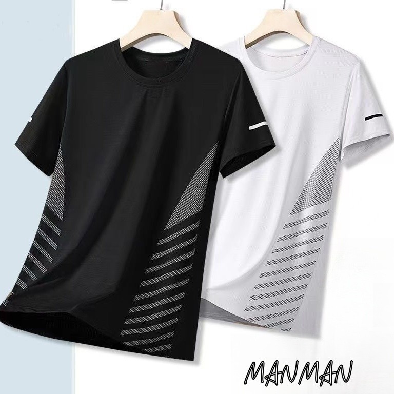 MANMAN-Ice Silk Dri-Fit T-Shirt for Men - Breathable Mesh Short Sleeve ...