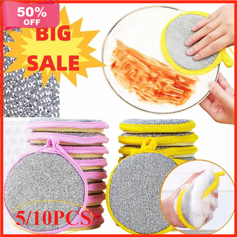 5/10PCS Double Side Dishwashing Sponge Dish Washing Brush Pan Pot Dish ...