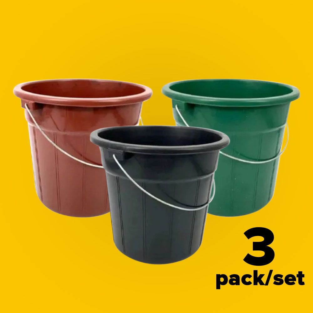 3pcs 18L Plastic Water Basin Set Heavy Duty Hard Plastic Pail with ...