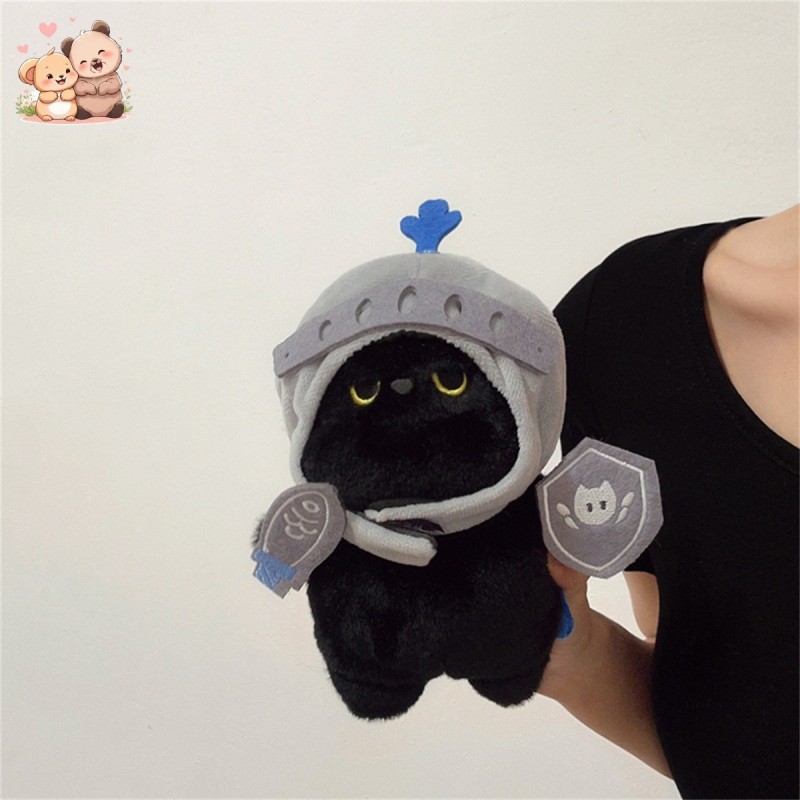 Adorable Dopey Cute Black Cat Plush Toy Stuffed Doll Chubby Kitty ...