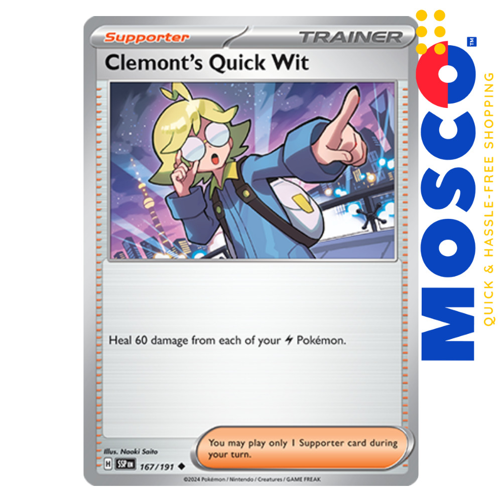 Clemont's Quick Wit - 167/191 Surging Sparks Supporter | Pokemon TCG | Shopee Philippines