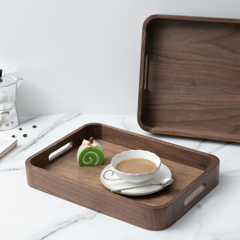 Black Walnut Wood Pallet Tea Tray Mortise and Tenon Structure Rounded ...