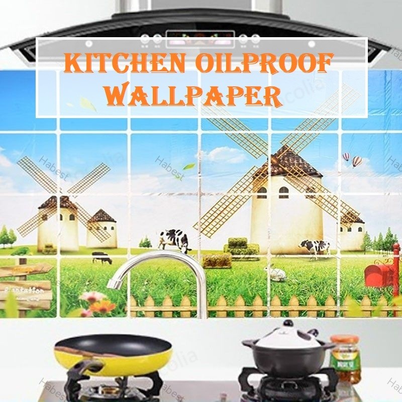 Self Adhesive Kitchen Oil Proof Waterproof Sticker Bathroom | Shopee ...