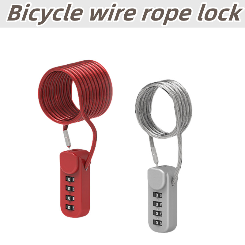 KNSYYC Bicycle Lock Anti Theft Wire Rope Lock 4-Digit Combination Lock ...
