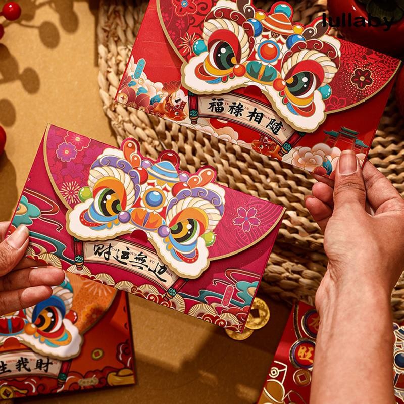 4/6pcs 2025 New Year Red Envelope Cartoon Folding Angpau Snake Year ...