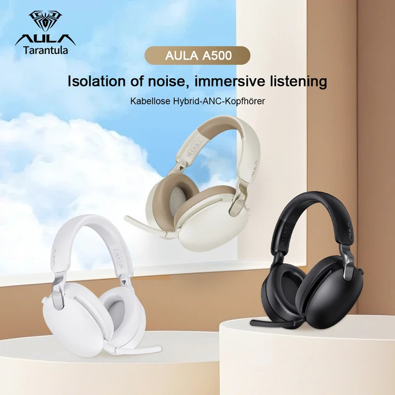 AULA A500 Wireless Gaming Headphones 2.4G/Bluetooth/Wired Noise Reduction Head-mounted Headsets ...