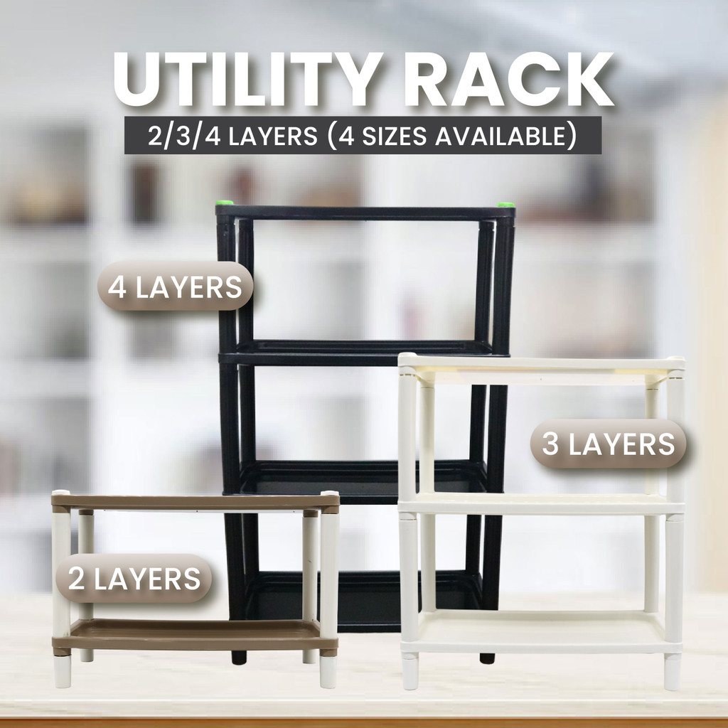 Zen Hub Plastic Shelf 2, 3, 4 Layer Storage Rack Organizer Rectangular ...