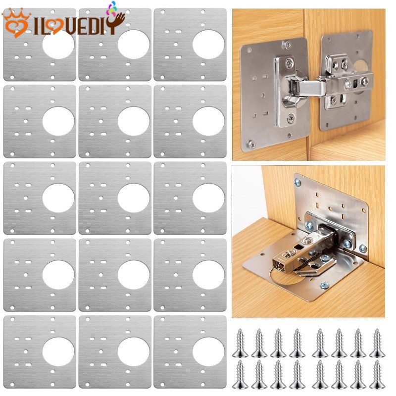 Cabinet Door Hinge Repair Kit | 9x9cm Stainless Steel Reinforcement ...