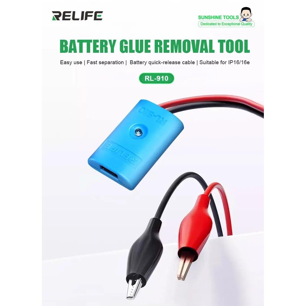 RELIFE RL-910 Battery Glue Removal Tool 27V Interface Clip for IP16 Built-in Smart Chip TYPE-C ...
