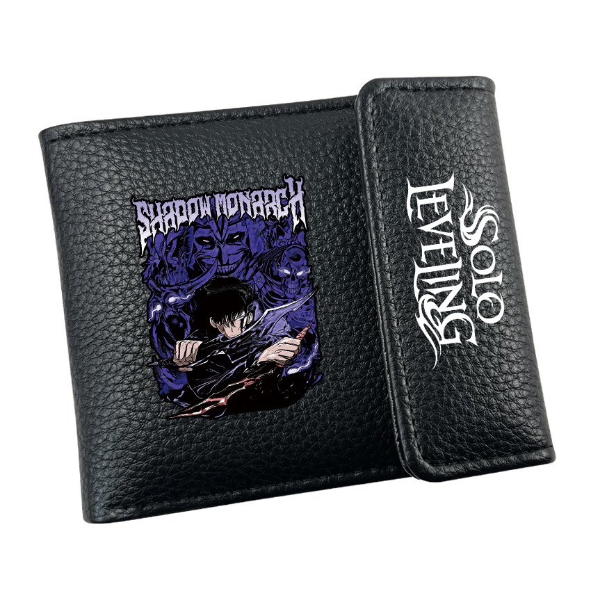 Solo Leveling Cartoon Black Printed PU Leather Student Short Wallet ...