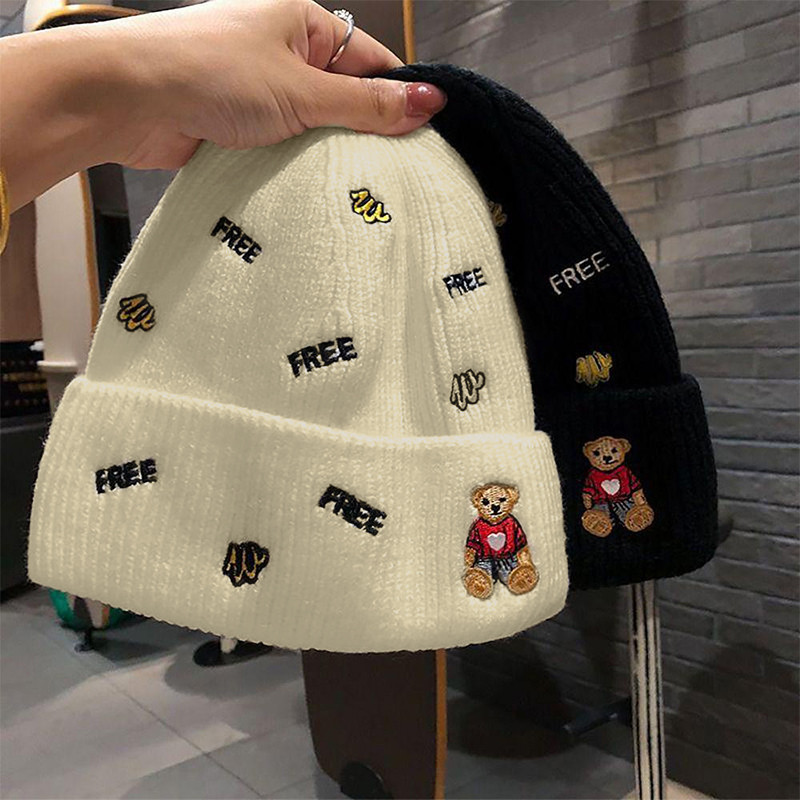 Marbit Cartoon Wild Embroidery Letter Cold Hat Men Cute Warmth Knitted ...