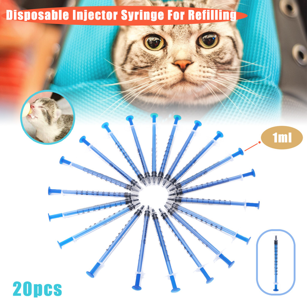 20pcs 1ml Plastic Disposable Injector Syringe For Refilling Measuring ...