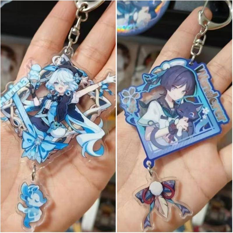 2Pcs/Set Cute Game Genshin Impact Cartoon Cosplay Keychain Focalors ...