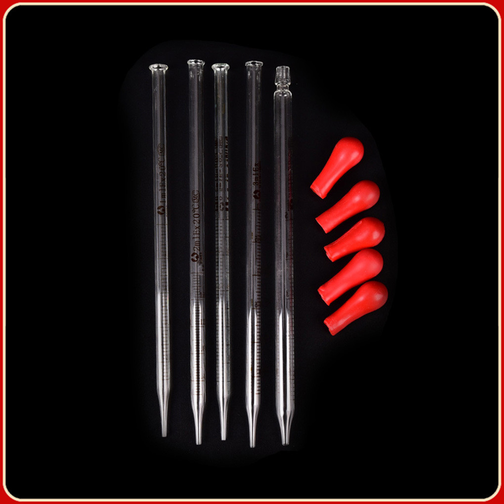 3/5 1pc Glass Graduated Pipette Rubber Bulb Lab Experiment Dropper ...