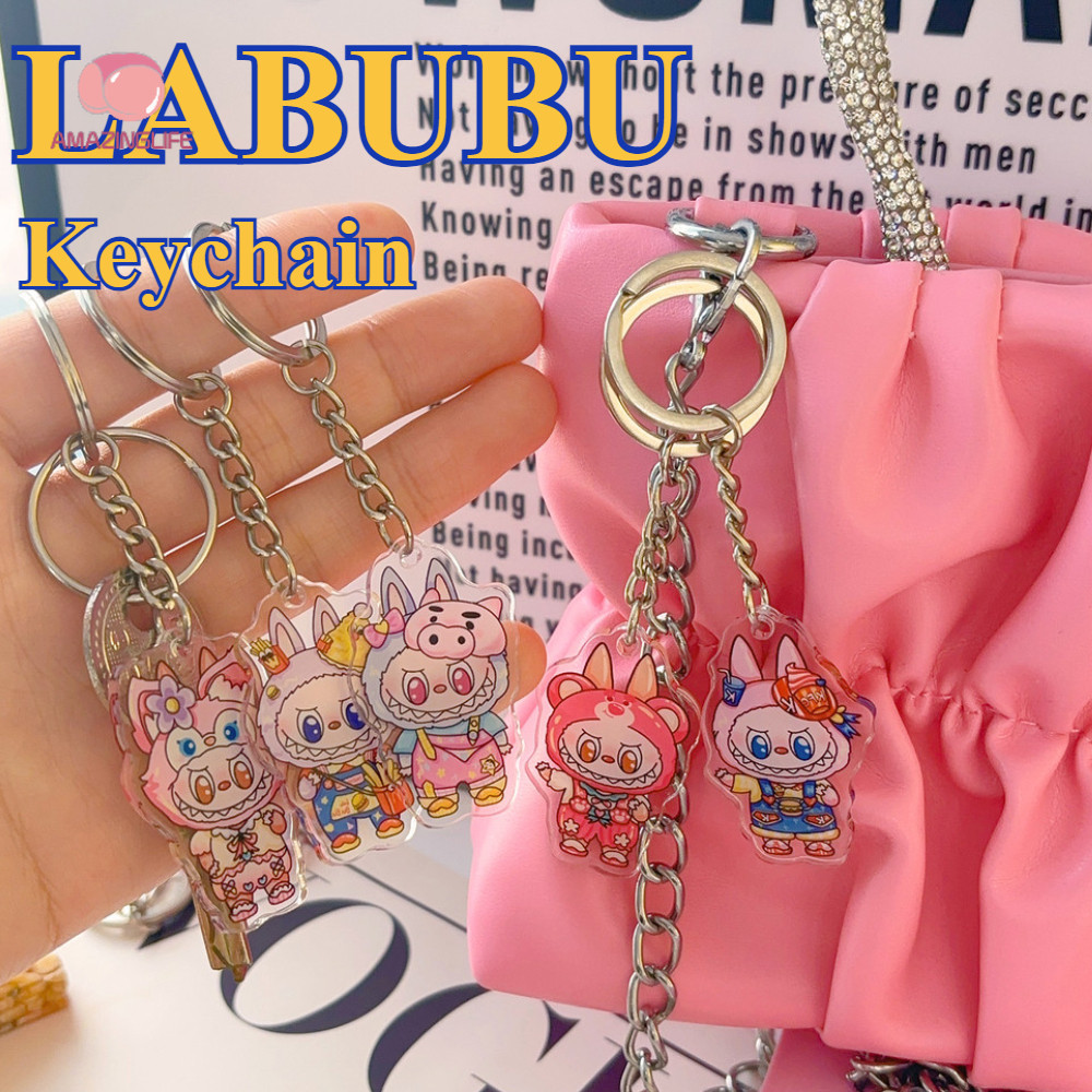 Anime Labubu Lamb Keychain - Acrylic Monster Labubu Pendant Key Ring ...