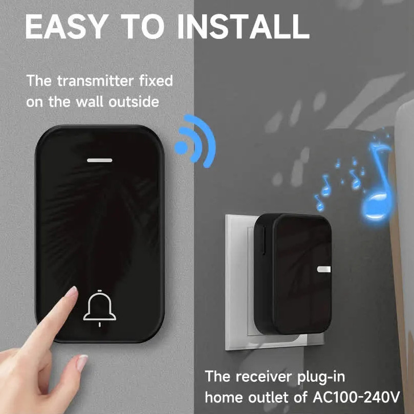 Wireless Doorbell Waterproof 300M Remote door bell buzzer 38 chimes ...