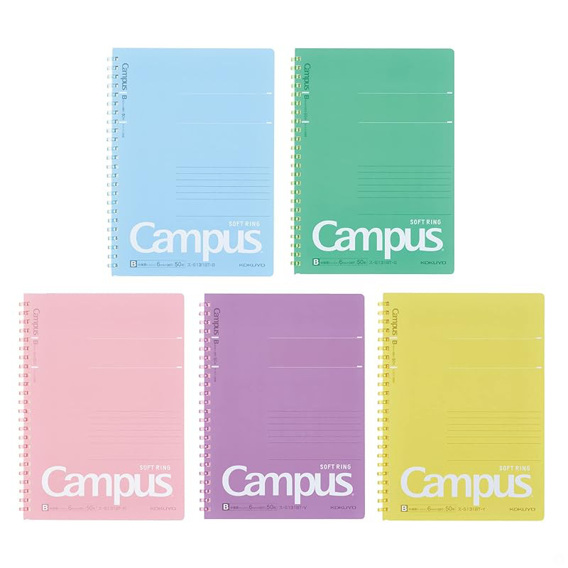KOKUYO Campus Soft Ring Notebook - Dot B Grid - A5/B5 - 5-Piece Set (Various Colors)[Direct from ...