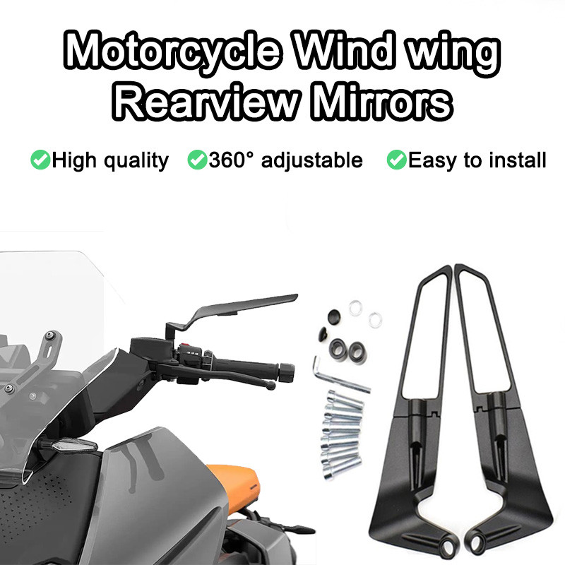 Universal Motorcycle Wind Wing Rearview Mirrors Adjustable High ...