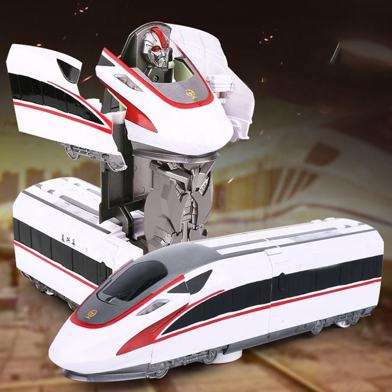 2 in 1 Electric Deformation Train Robot Musical Light Toy Car Model ...