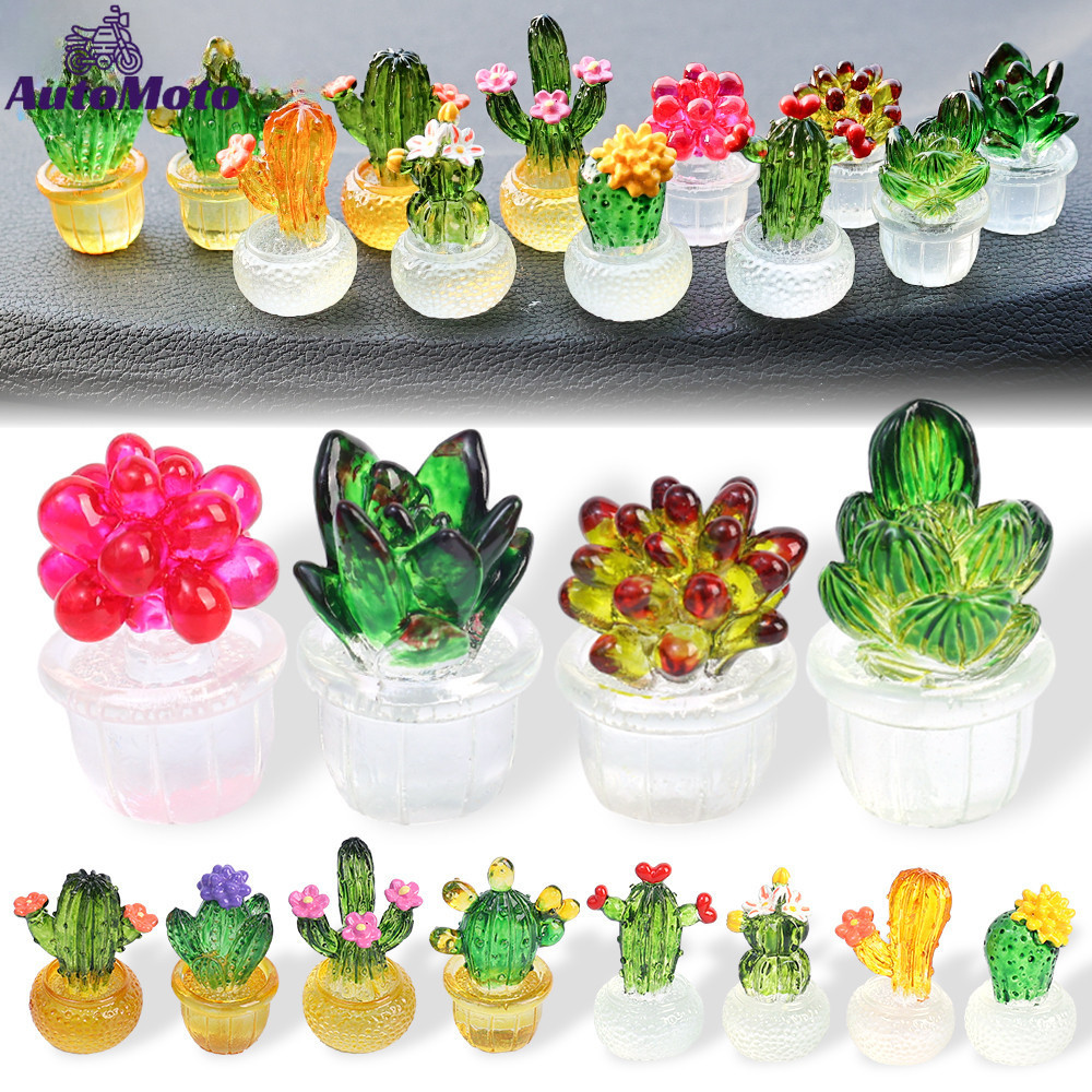 Pot Plant Sculptures Craft- Mini Cactus Resin Figurines Ornament- Home ...