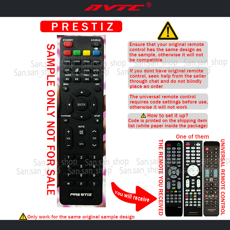 100% Universal remote control for PRESTIZ smart tv curved tv remote ...