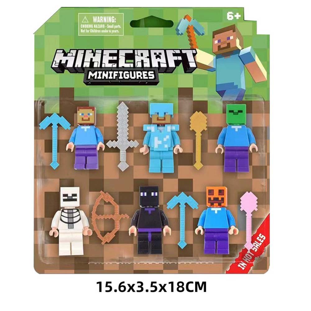 Minecraft Building Blocks Mini Figures Steve Zombie Skeleton Enderman ...