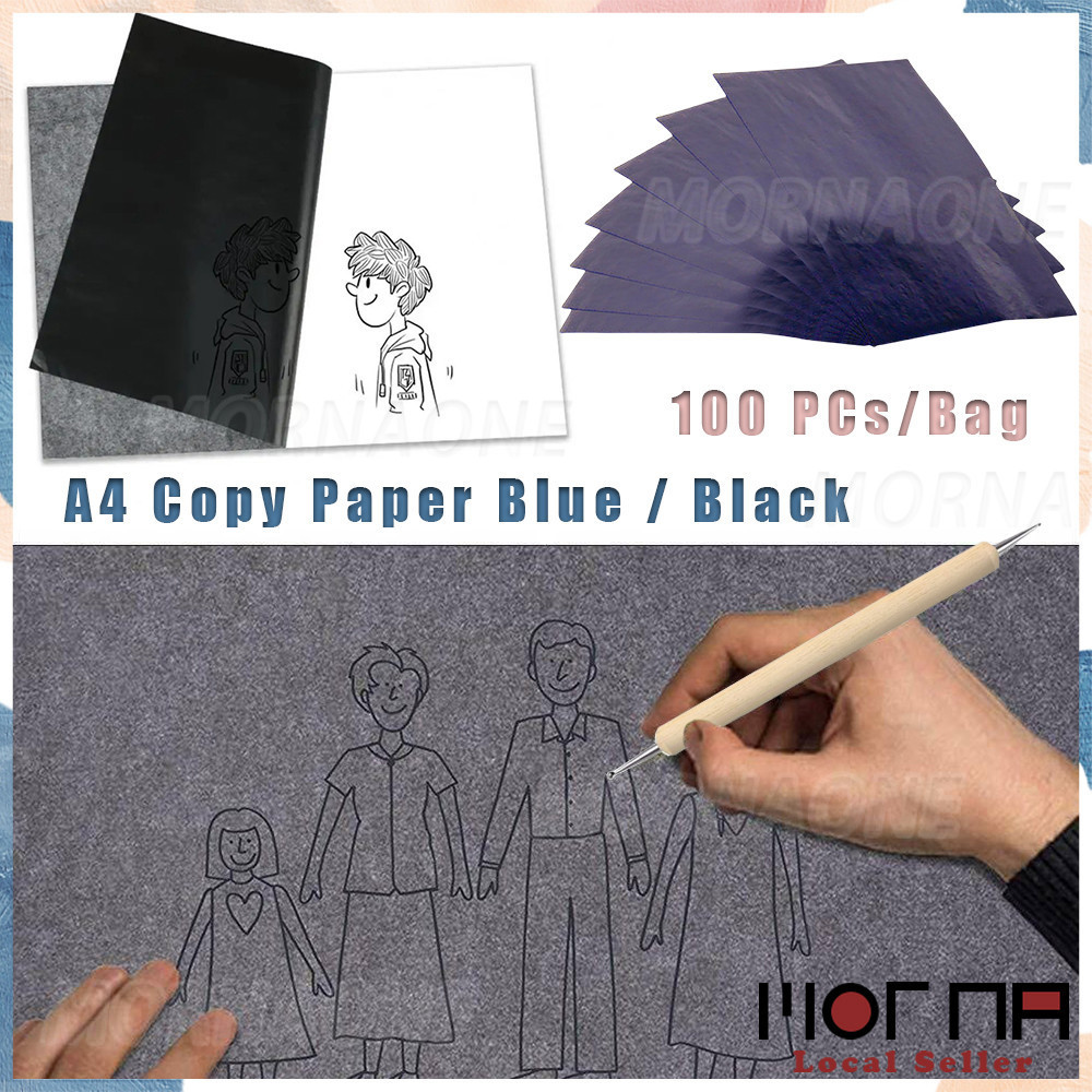 100PCs/Bag A4 Graphite Carbon Paper Blue / Black Single Sided Copy ...