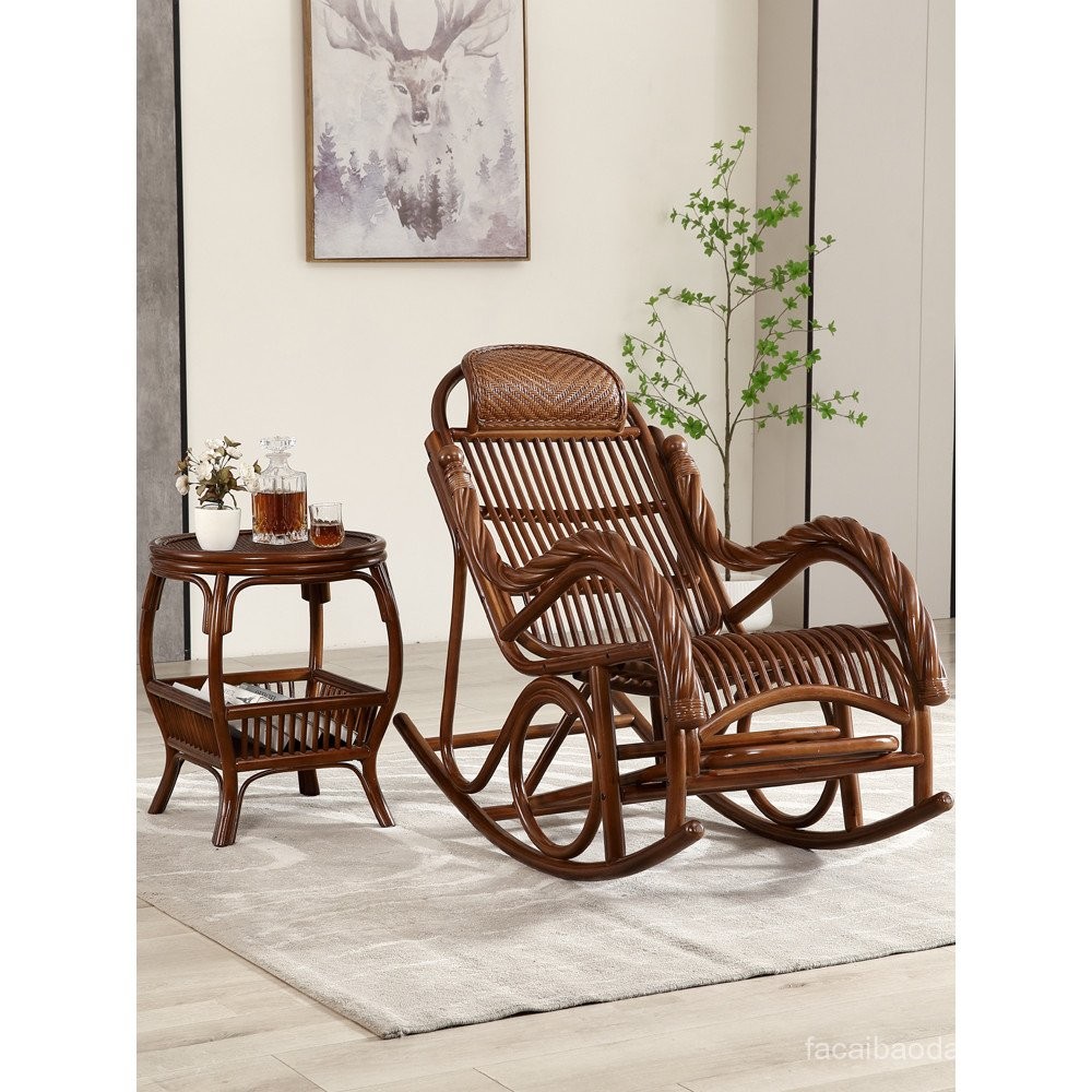 Balcony Rattan Chair Lazy Rocking Recliner Old Style Elderly Genuine ...