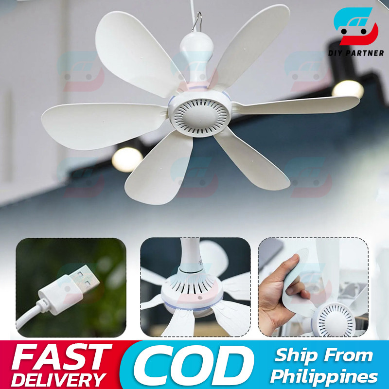 Portable Fan 6 Blade Ceiling Fan USB Cable Fan Household Hanging Fan ...