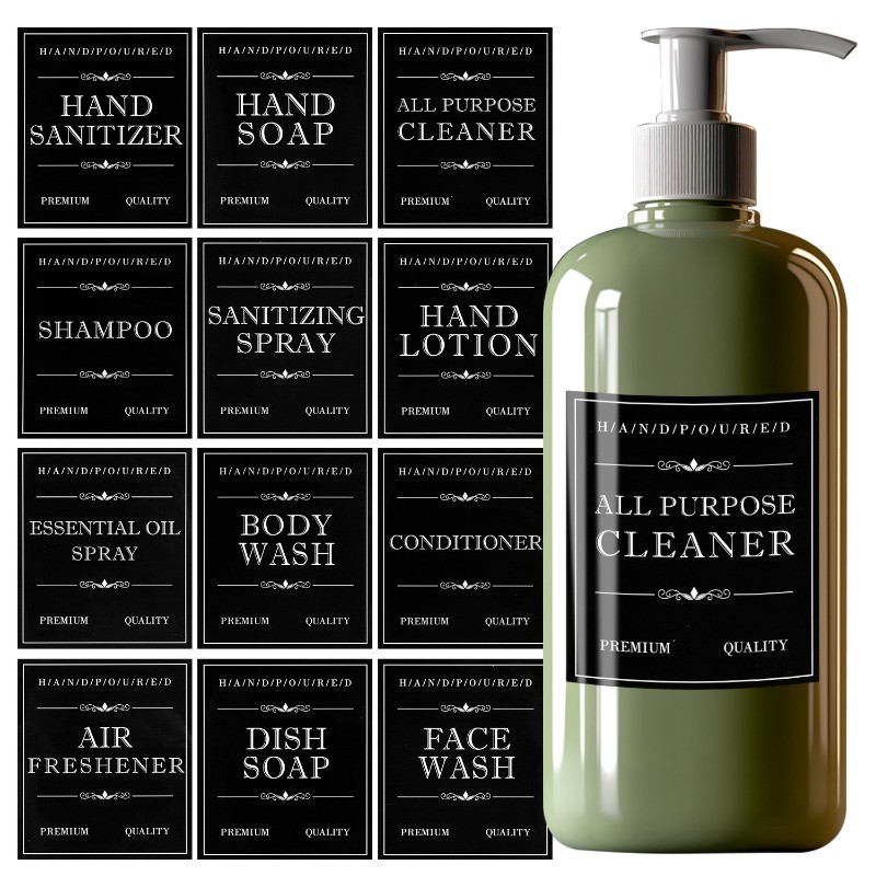 12/24Pcs Soap Dispenser Labels - Lotion Sticker - Shampoo Bottle ...