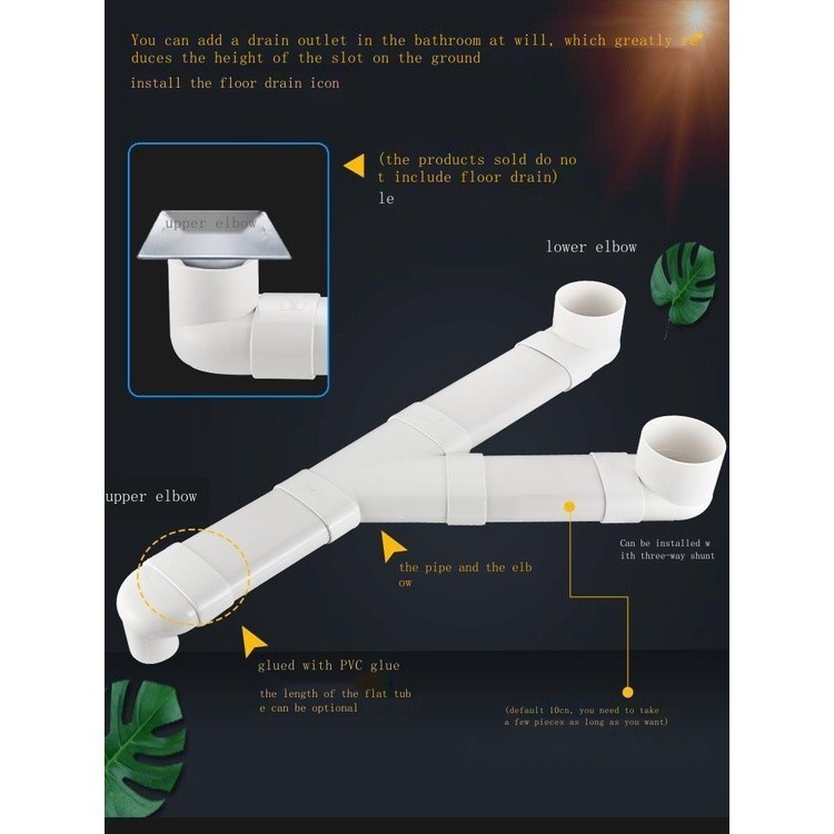 75-tube floor drain shifter flat tube shift tube washing machine drain ...