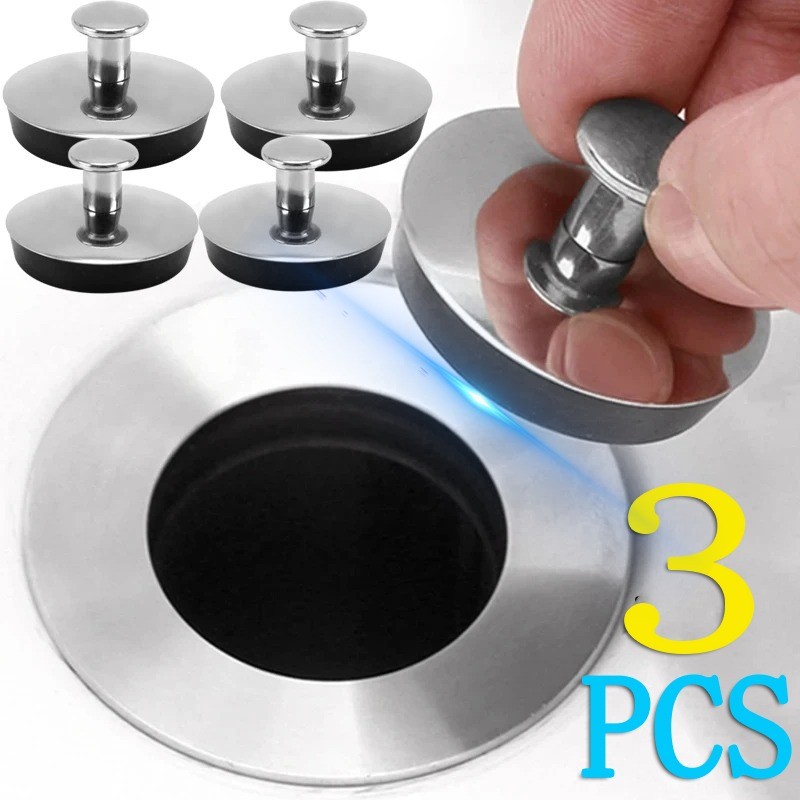 GG+3Pcs Kitchen Sink Plug Leakproof Stopper Stainless Steel Rubber ...