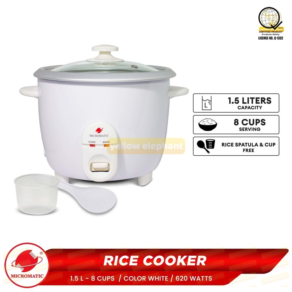 Micromatic Rice Cooker 6-8 Person 620W - Yellow Elephant | Shopee ...