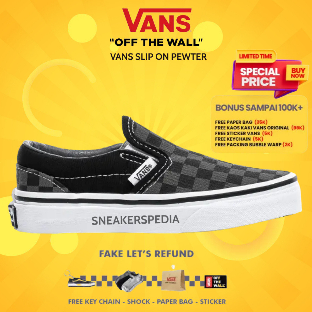 Vans Original 100% Slip On Checkerboard Pewter Waffle Waffle Made In ...