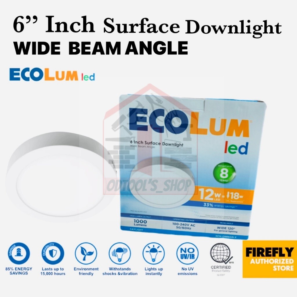 ECOLUM LED 6" Inch Surface Downlight Wide Beam Angle 12W-DAYLIGHT ...