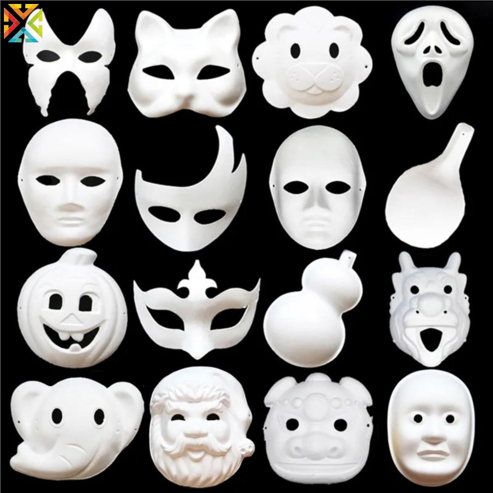White Paper Masks Half Face Masquerade Masks DIY Party Mask Mardi Gras ...