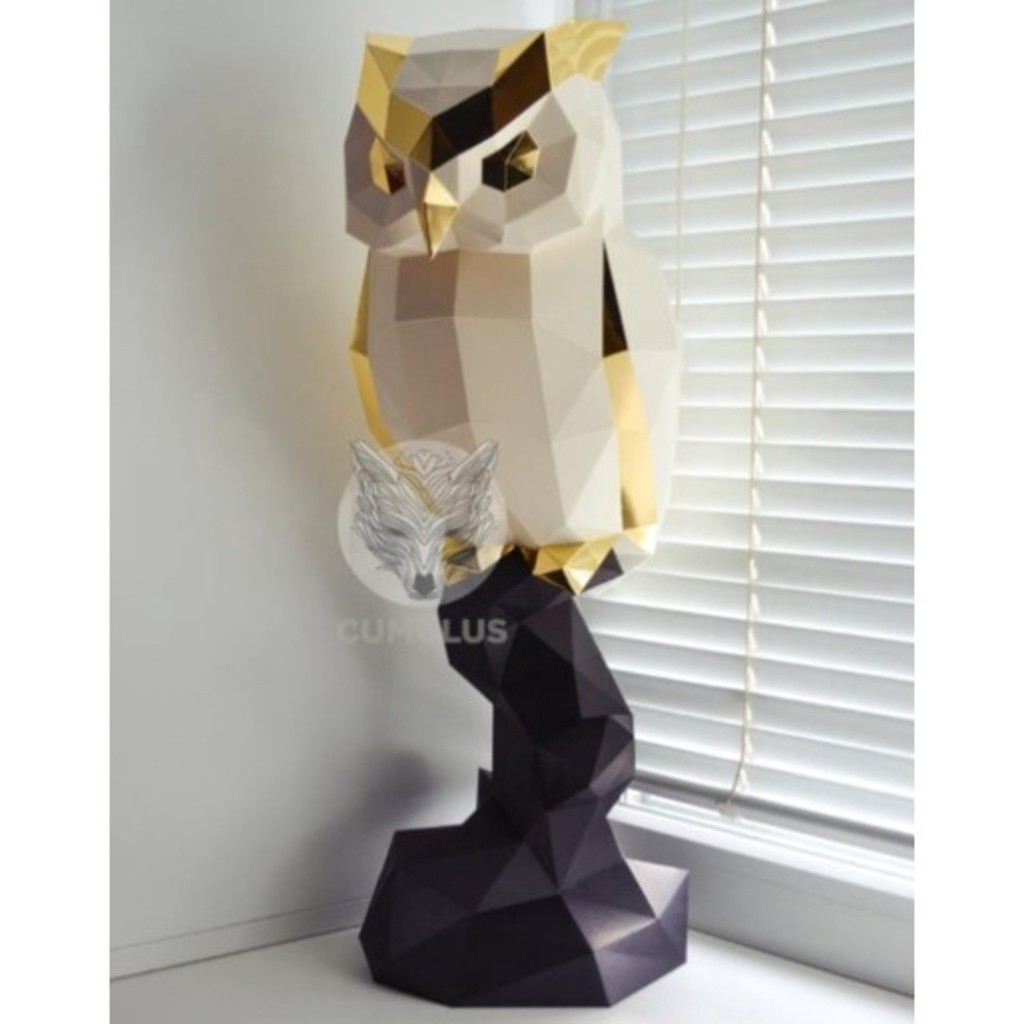Papercraft C1 Three-Dimensional Geometric Paper Model Standing Owl 3d ...