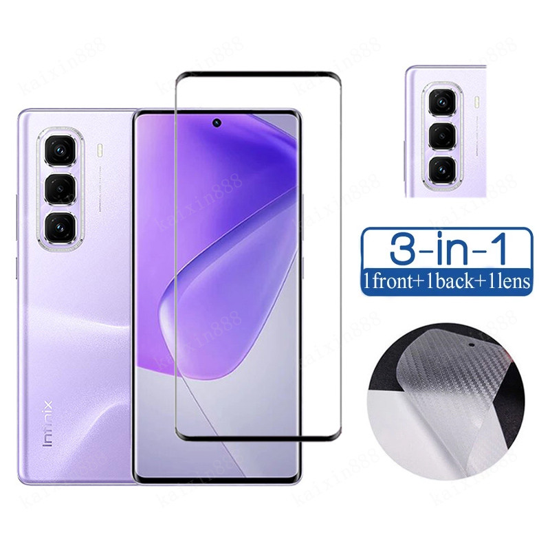 Infinix Hot 50 60 Pro Plus Tempered Glass 3 in 1 Screen Protector For ...