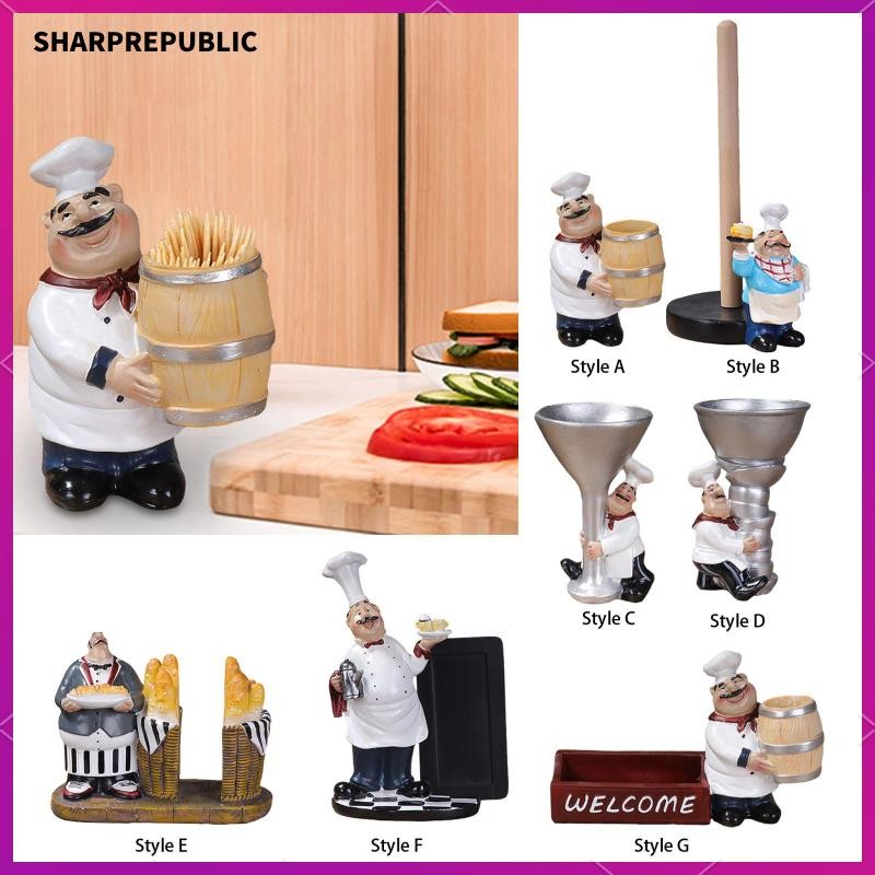 [Sharprepublic] Chef Sculpture Chef Figurine Resin Nordic Decorative ...