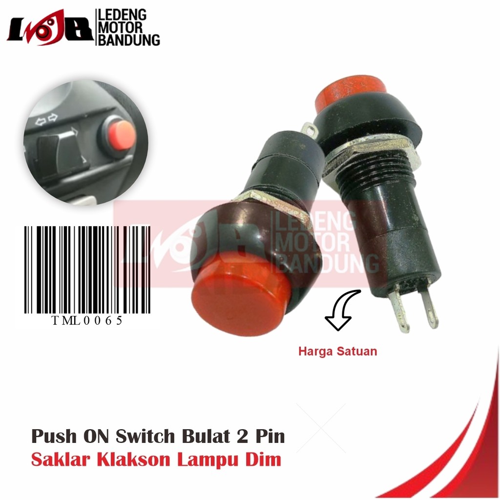 TOMBOL Push ON Switch Round 2 Pin Motorcycle Dim Light Button Horn ...