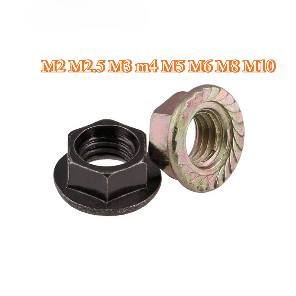 【YHL】Carbon steel/galvanized Flange Nut Hex Anti-Slip Fastener Nut M3 ...