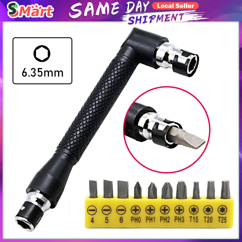 L-Shaped Double Head Screwdriver Utility Mini Socket Wrench 1/4" 6.35mm ...