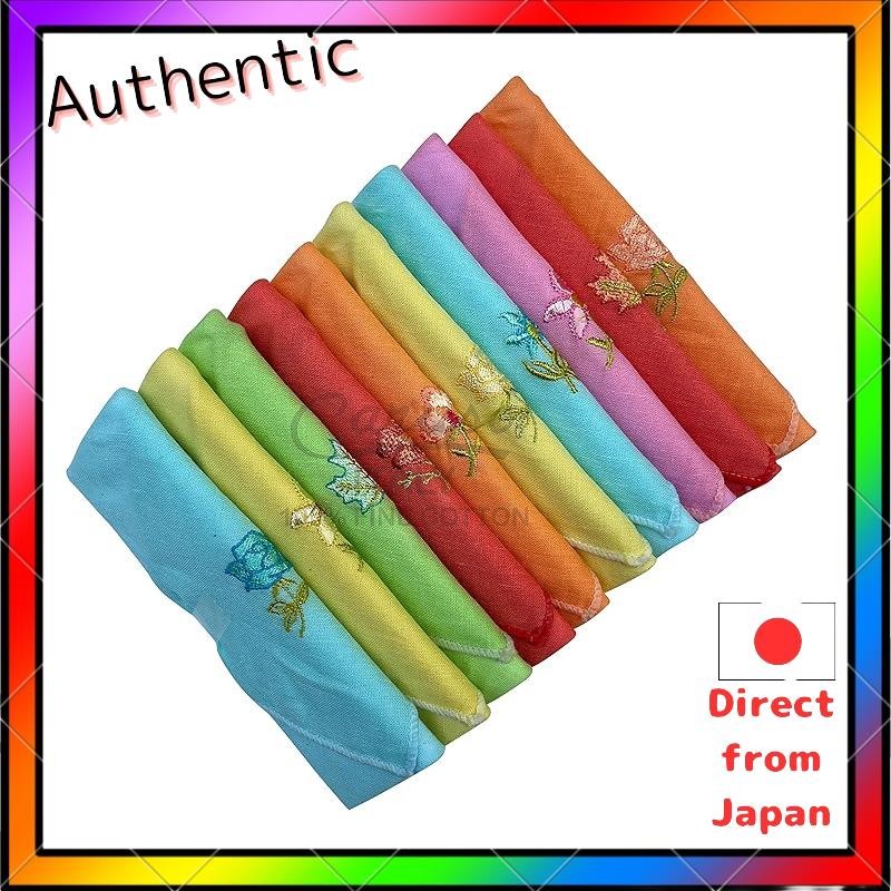 Embroidered 100% Pure Cotton Handkerchief Set - Light Colors (10 Pack ...